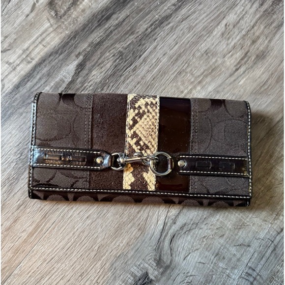 Coach | Bags | Coach Vintage Brown Patchwork Leather Reptile Signature ...